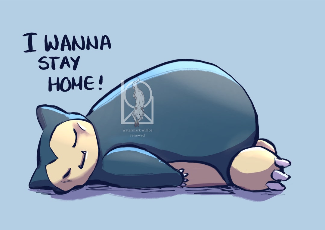Pokemon Sleepy Relaxo I Wanna Stay Home Art Print - Etsy