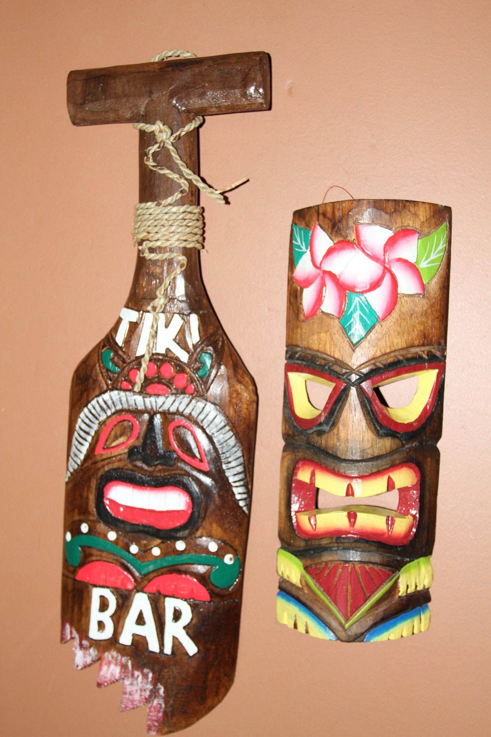 Bahamiam Tiki Bar Decor Tiki Paddle Tiki Mask Wall Hanging | Etsy