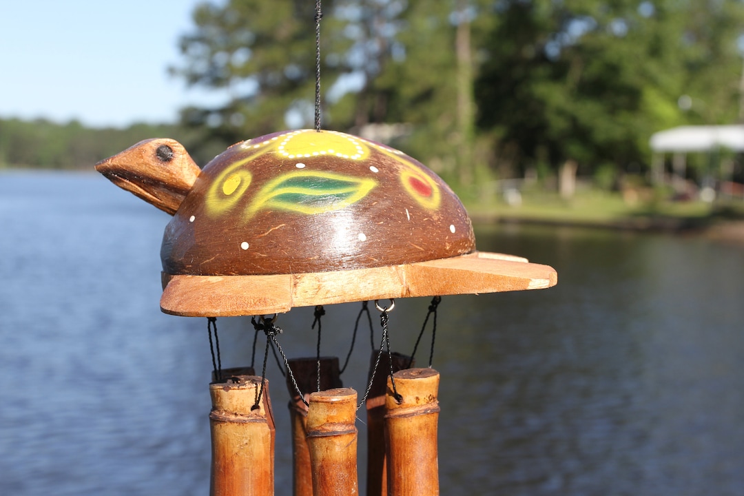 Painted Bobbing Head Turtle Wind Chime Bamboo Turtle Decor - Etsy