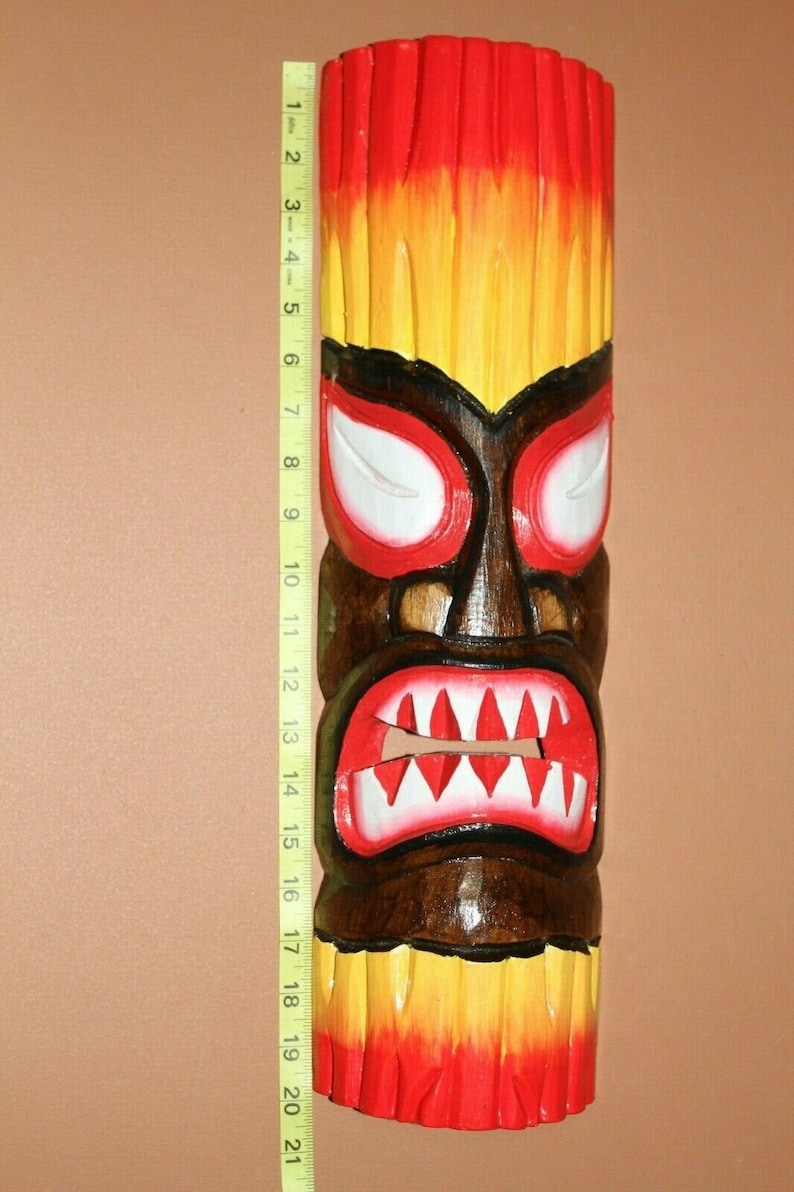 Polynesian Tribal Tiki Mask Vibrant Hand-painted Colors 20 | Etsy