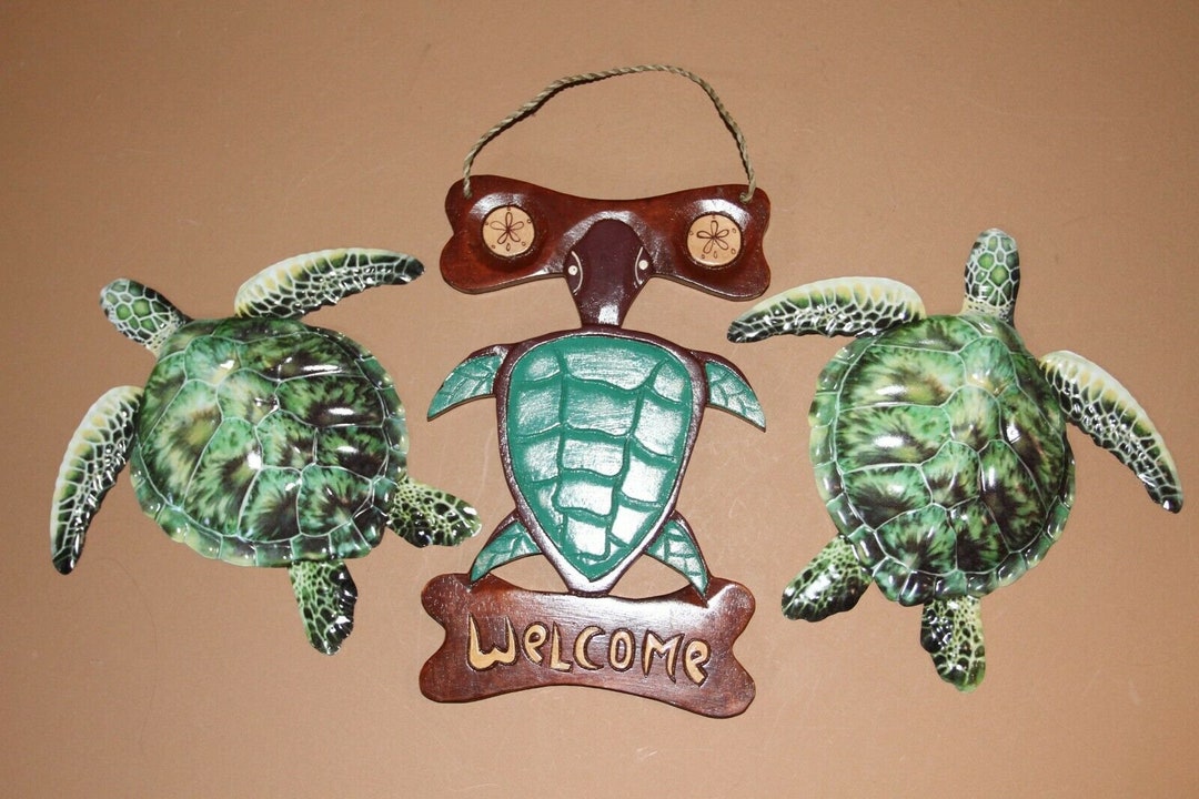 Sea Turtle Room Decor Lifelike Metal Wall Hangings / Wood - Etsy