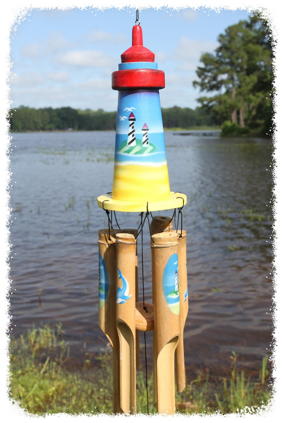 Coastal Lighthouse Wind Chime Painted With Bright Beach Color Beach ...