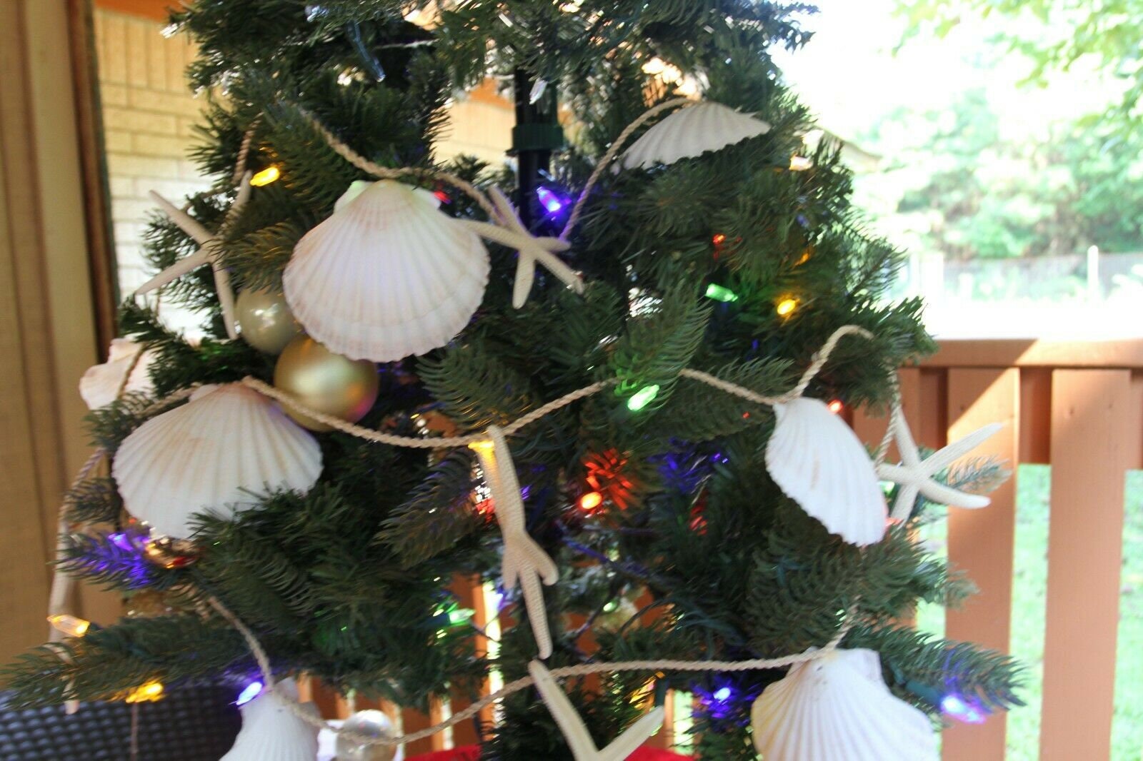 Large Seashell Garland Hanging Decor Beach House Patio Deck | Etsy