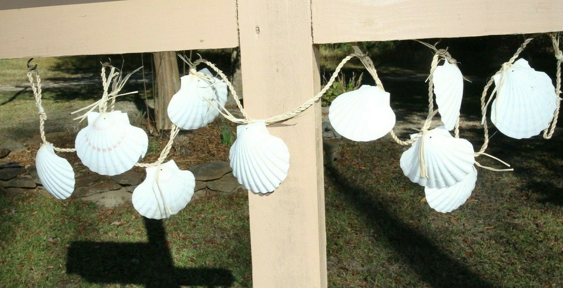 Seashell Mailbox Post Decor Large Garland Natural Handmade - Etsy
