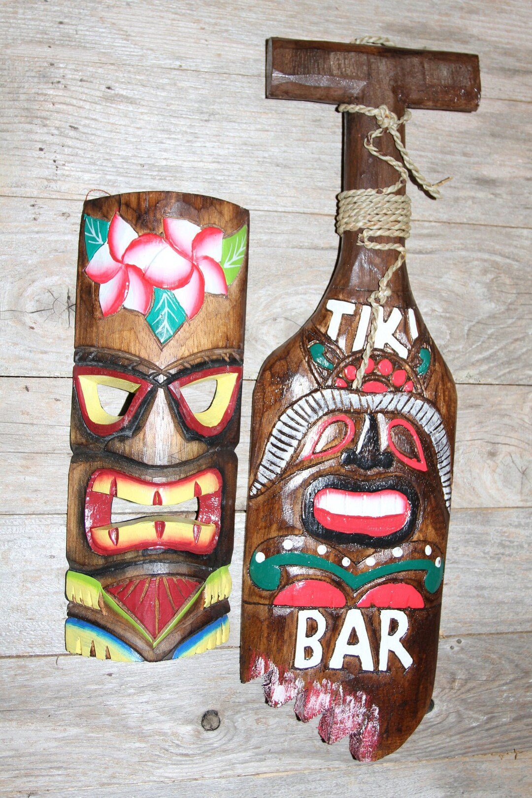 Bahamiam Tiki Bar Decor Tiki Paddle Tiki Mask Wall Hanging - Etsy