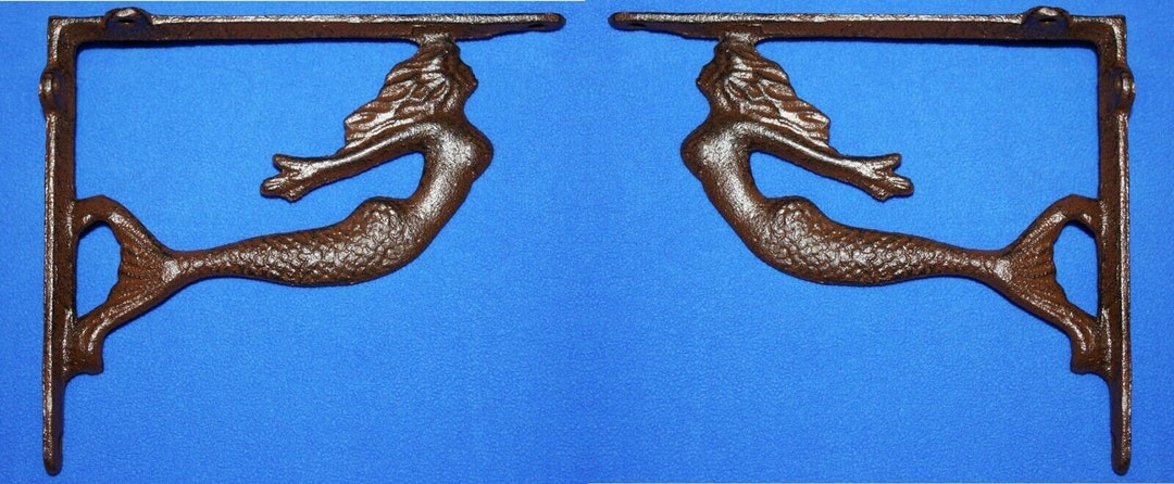 Mermaid Design Shelf Brackets 7 1/2 Inches Cast Iron B-49b Free ...