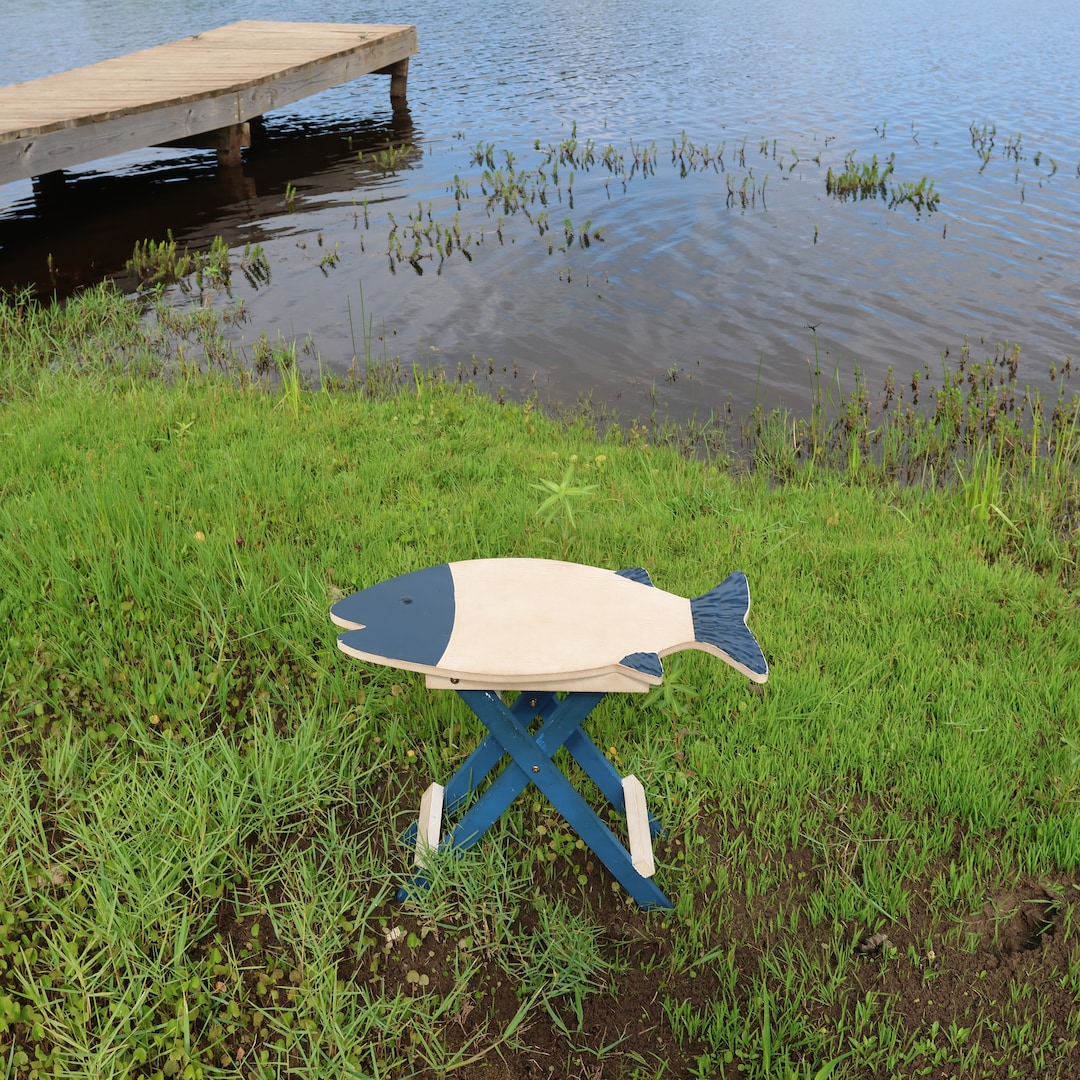 FOLDING FISH TABLE Wood Table, Lake Decor, Side Table, Fishing Cabin ...