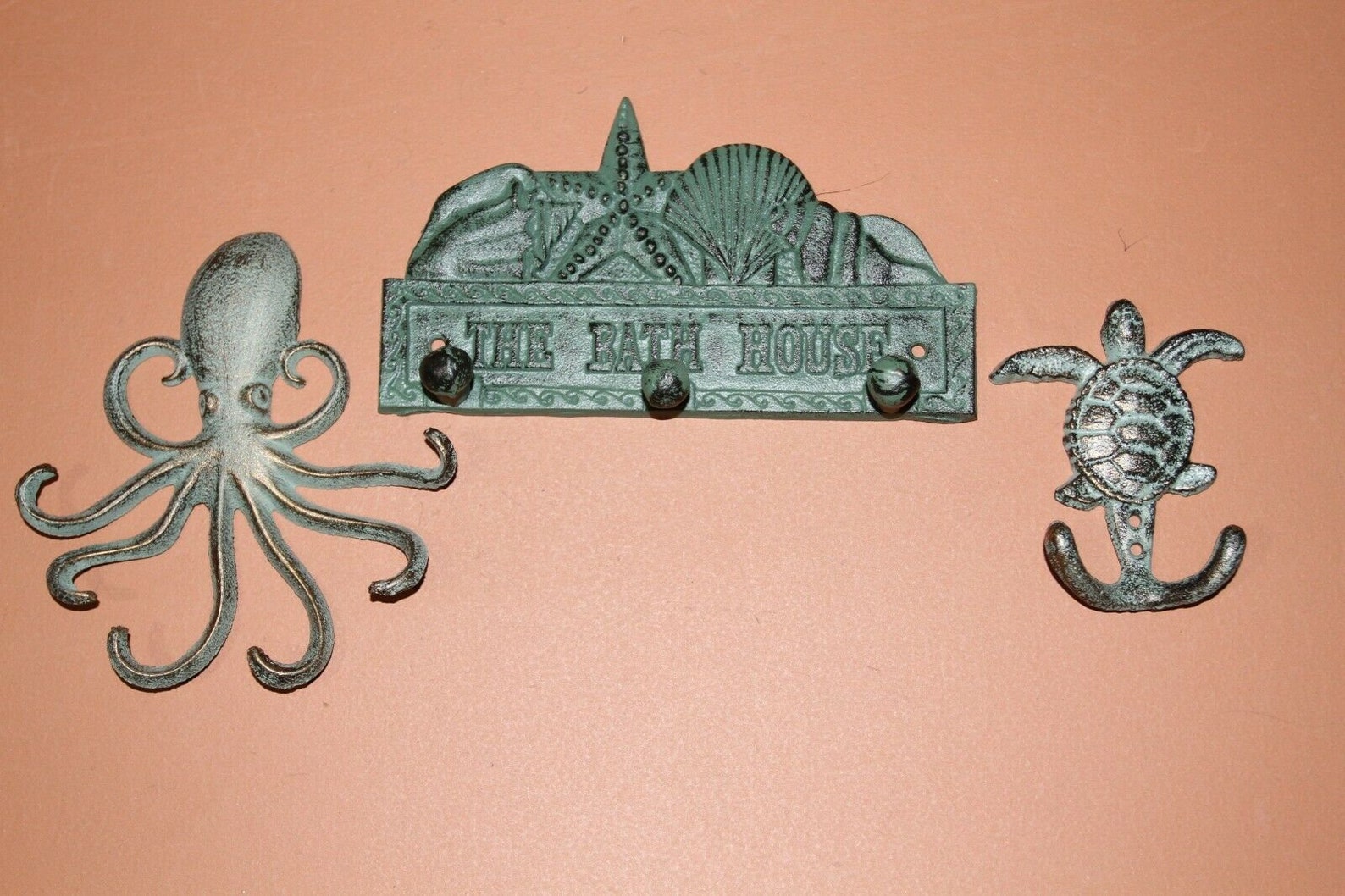 Octopus Sea Turtle Wall Hooks / Beach Bathhouse Wall Hook Bar / Cast ...