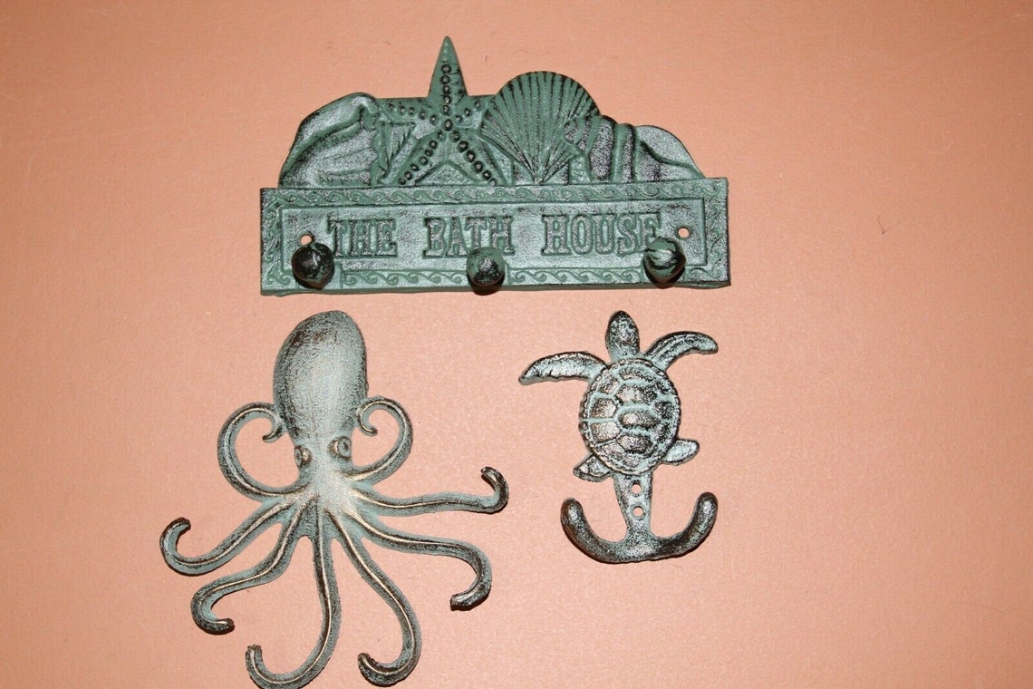 Octopus Sea Turtle Wall Hooks / Beach Bathhouse Wall Hook Bar - Etsy