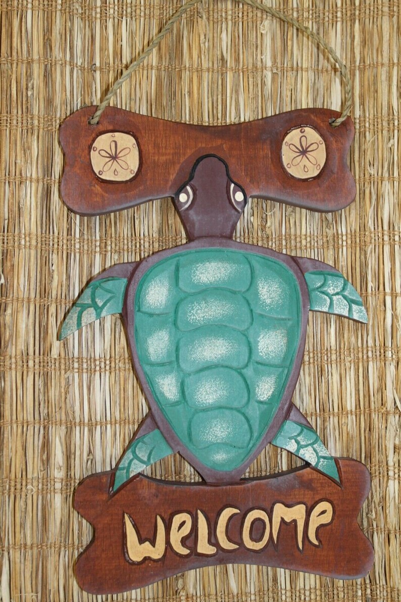 Sea Turtle Welcome Home Decor Hand Painted Wood Sign Fast - Etsy