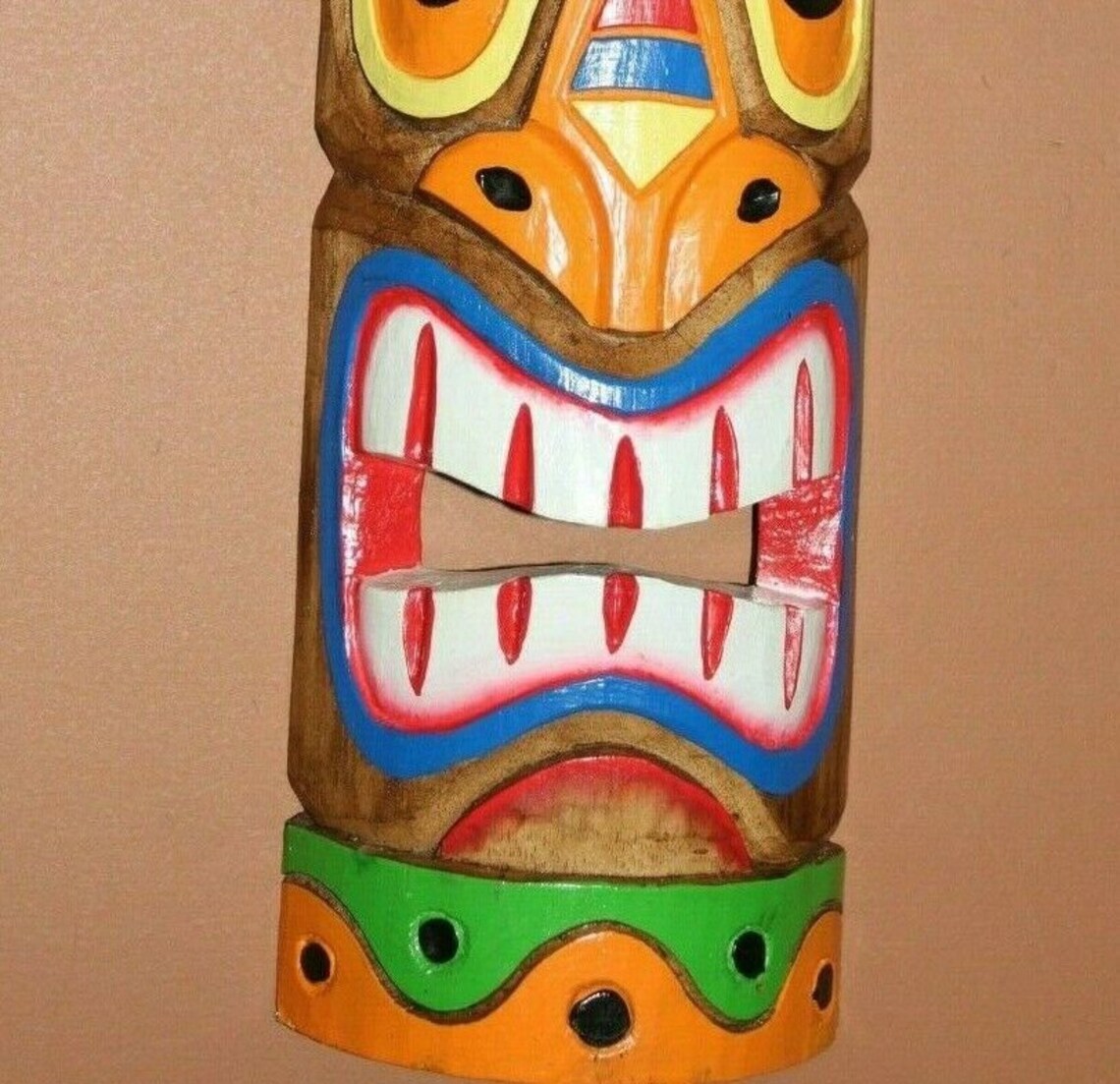 Large Tiki Mask Hanging Decor Colorful Hand-painted Tribal - Etsy