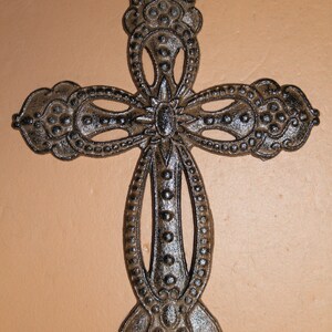 Large Decorative Wall Mounted Cross Cast Iron Cross Wall Decor Rustic ...