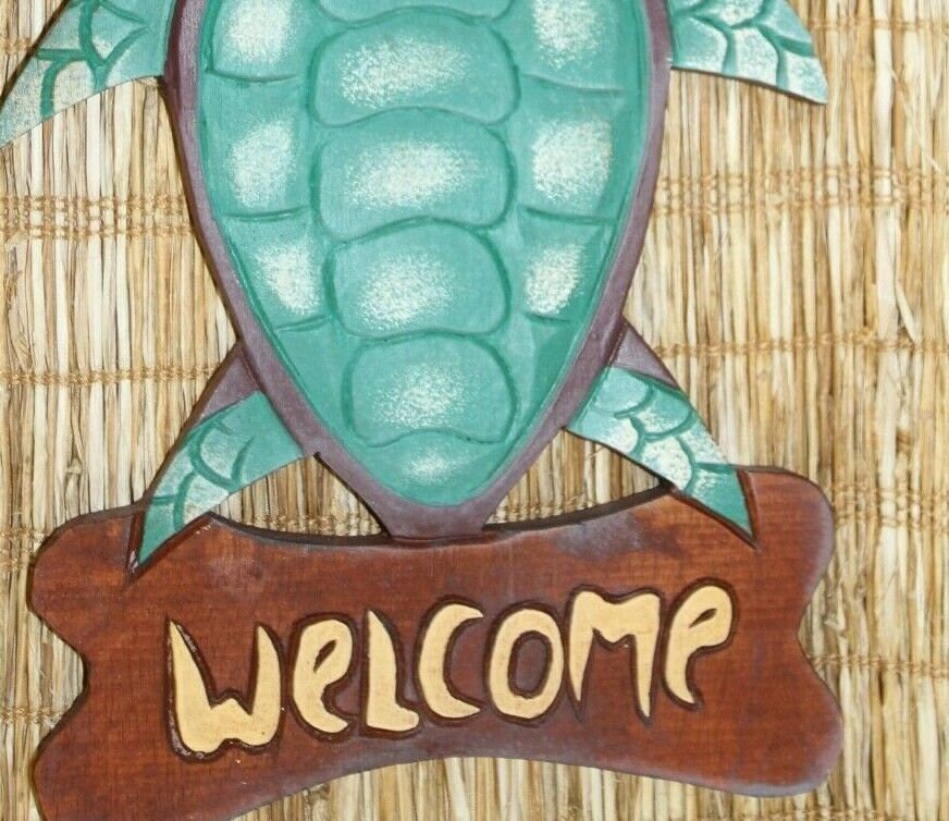 Sea Turtle Welcome Home Decor Hand Painted Wood Sign Fast - Etsy