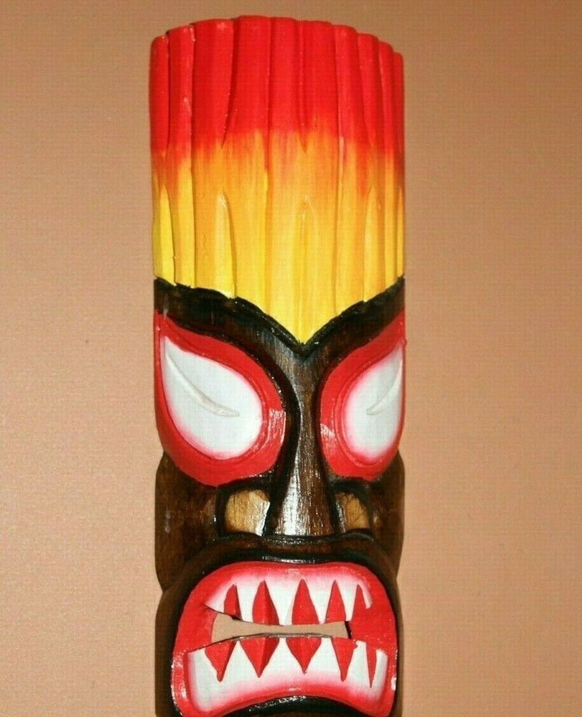 Polynesian Tribal Tiki Mask Vibrant Hand-painted Colors 20 | Etsy