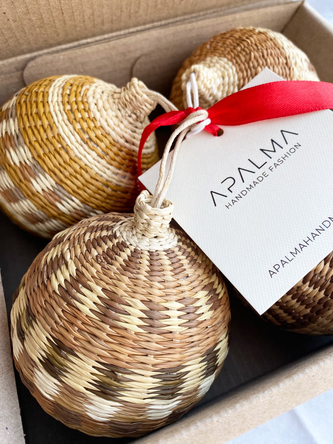 Christmas Baubles / Balls / Ornaments Brown and Red Colors Handmade in ...