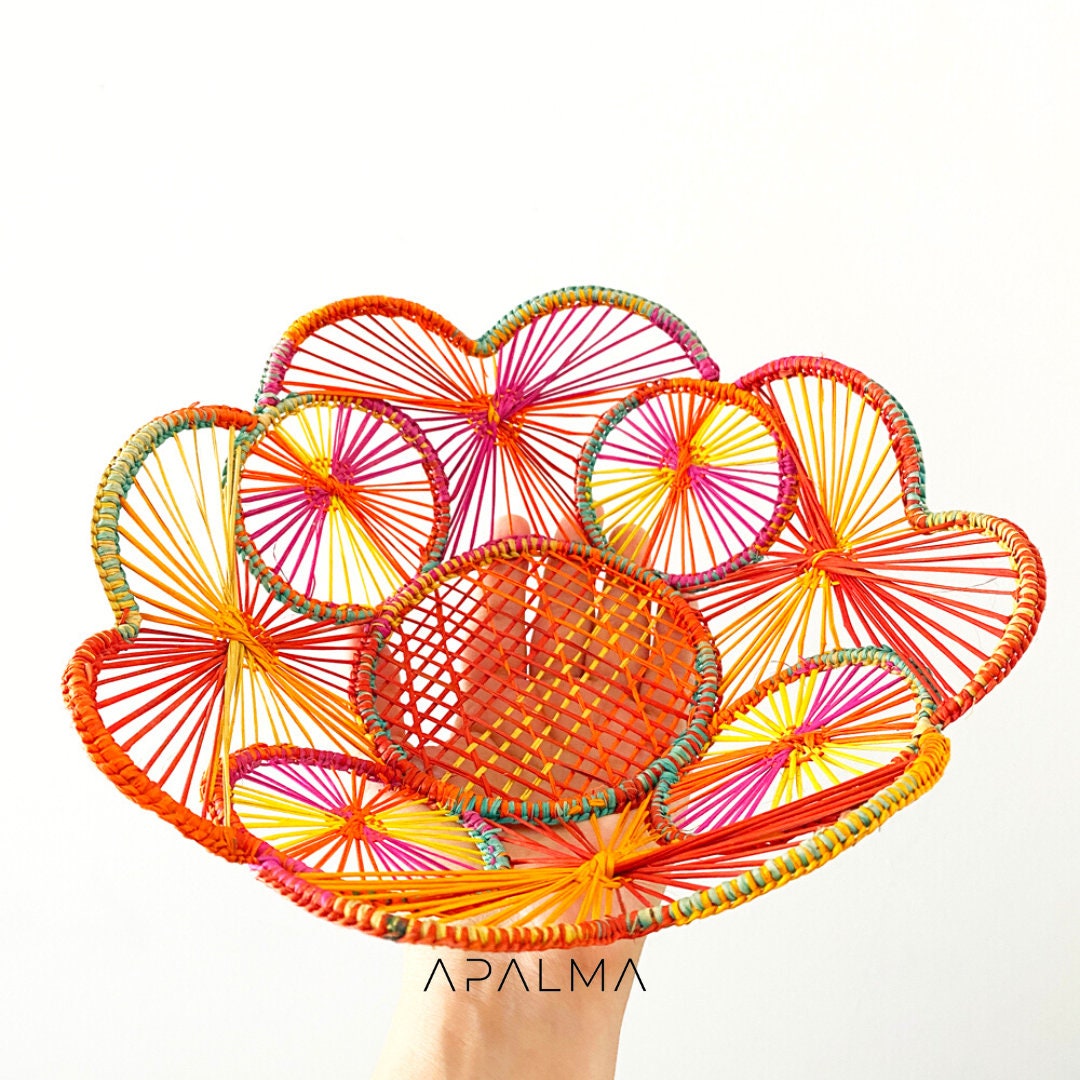 Colorful Tray Handmade Iraca Palm - for Fruit Serving and Table Decor - Etsy