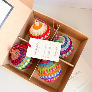 Christmas Woven Ornaments Baubles / Balls / Bright Colors- Handmade in ...
