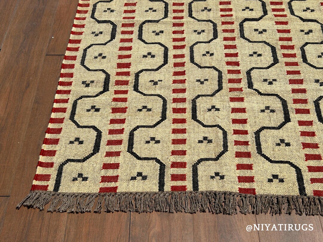 Custom Size Area Rug: Mid-century Modern Geometric Kilim - Handwoven ...