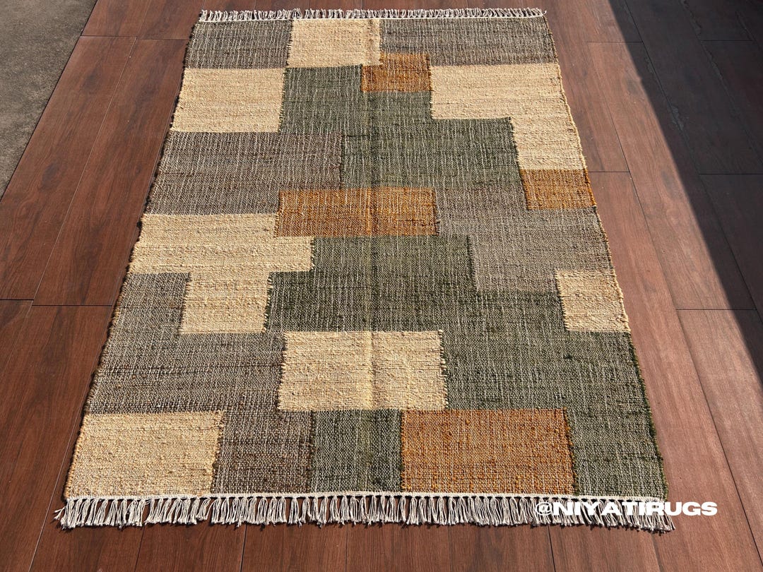Modern Italian Rug: Handwoven Geometric Natural Rug • Abstract Neutral ...