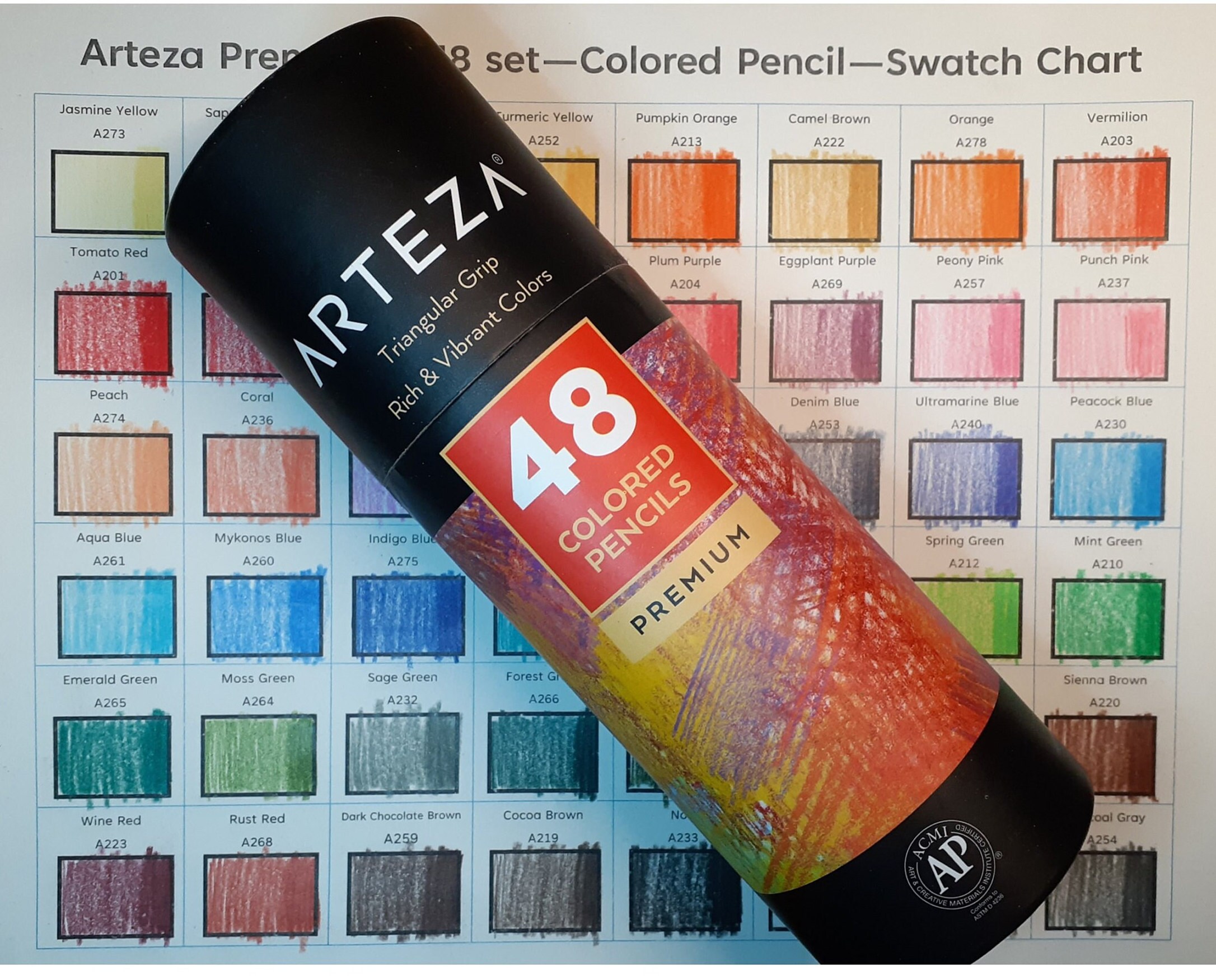 Swatch Chart for the Arteza Premium 48 Count Colored Pencils - Etsy