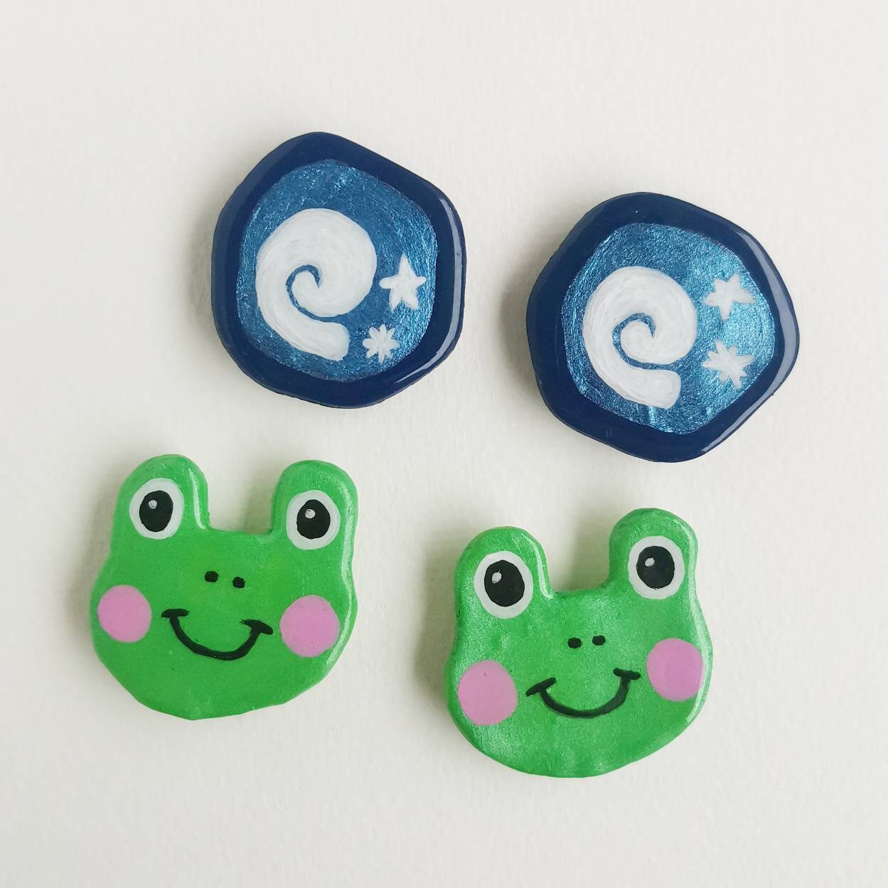 polymer clay resin kawaii green animal magnets Shiny Frog Magnet ...