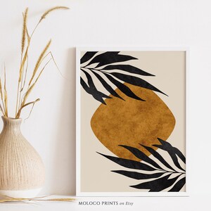 Abstract Leaf Boho Art Print, Printable Wall Art, Neutral Boho Decor ...