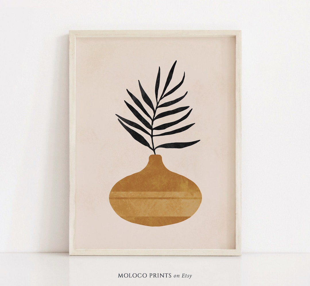 Abstract Pottery Boho Plant, Printable Wall Art Instant Digital ...