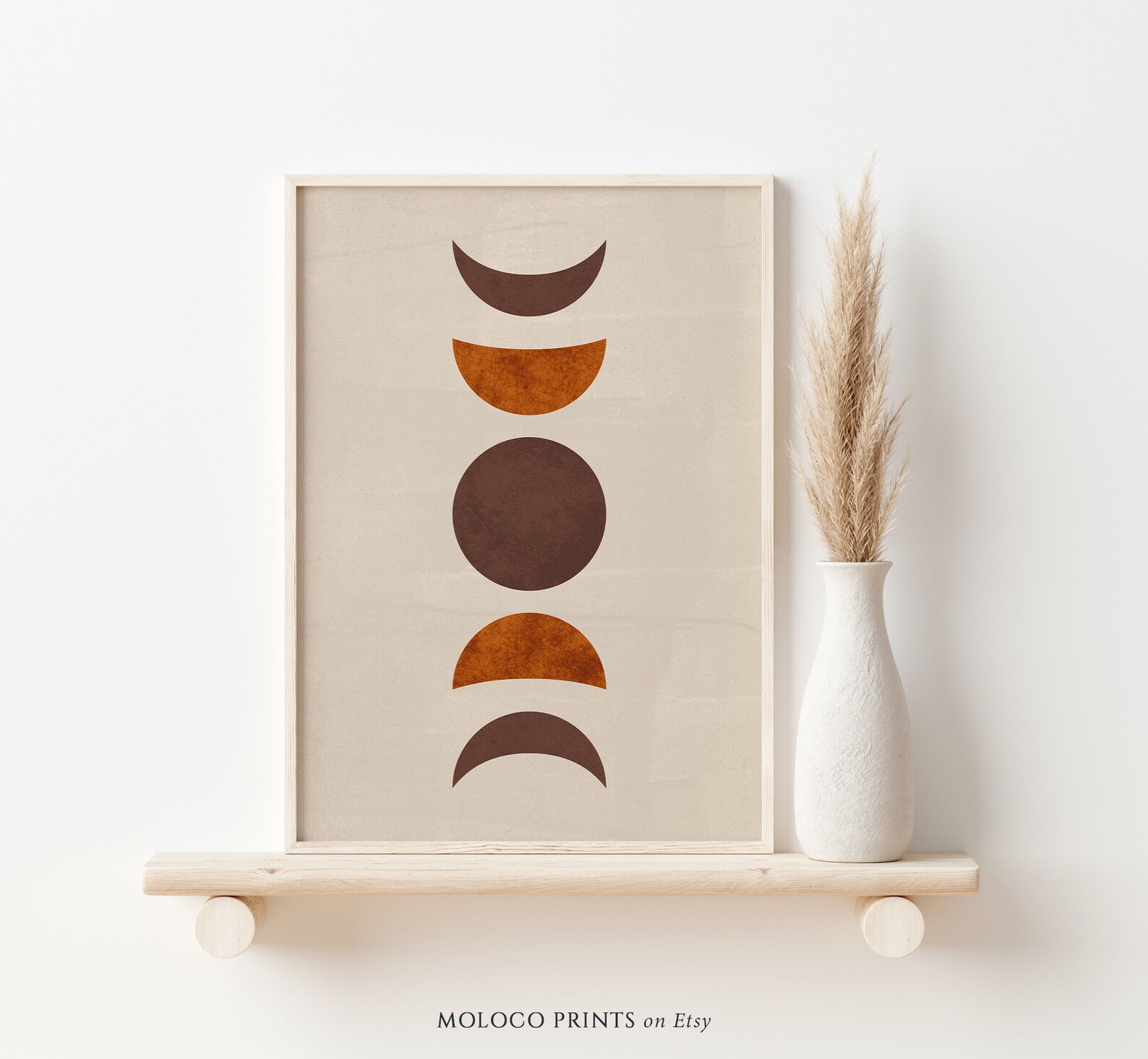 Abstract Boho Moon Phases Geometric Printable Wall Art - Etsy