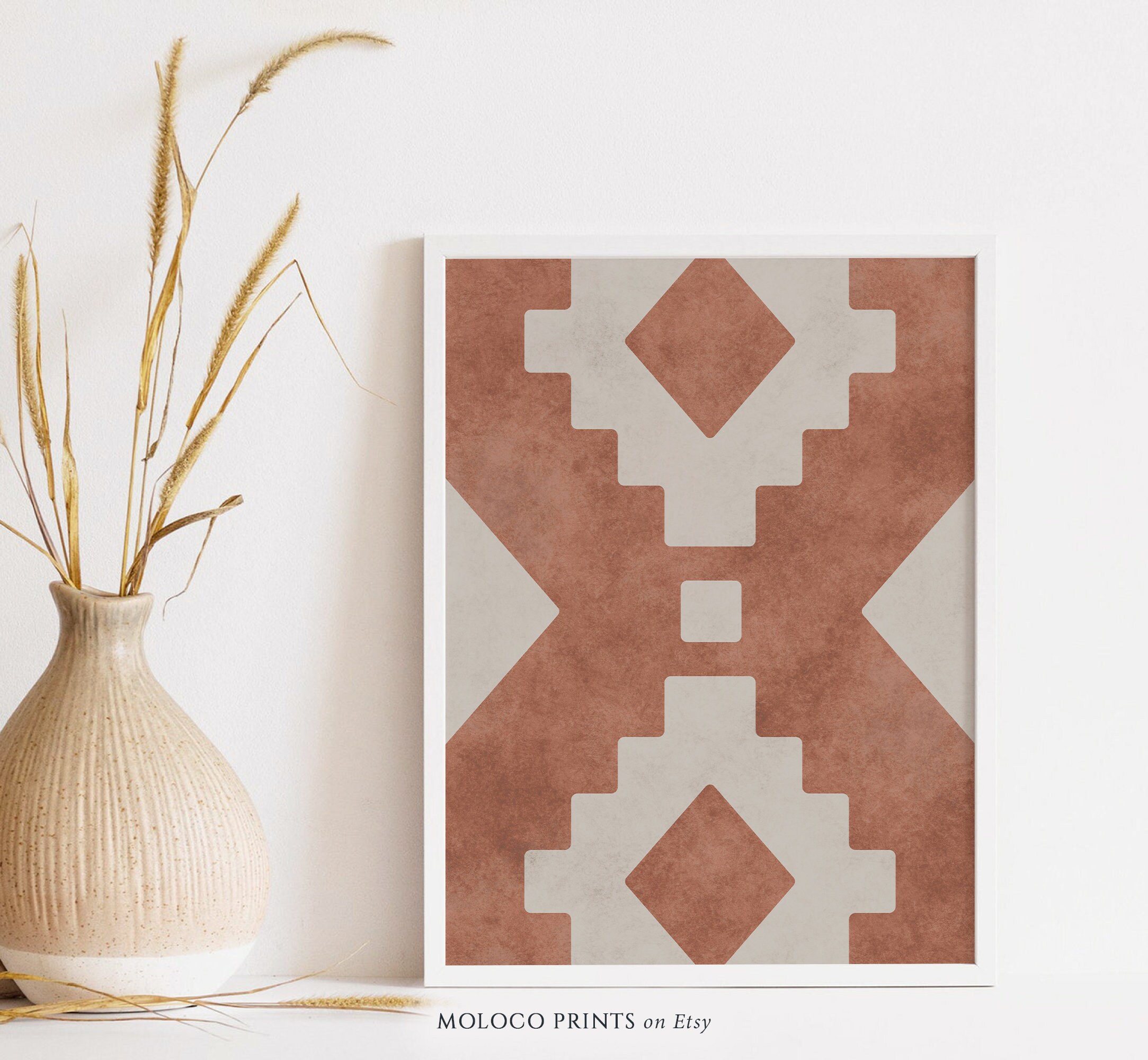 Bronze Boho Aztec Print Abstract Printable Wall Art Neutral | Etsy