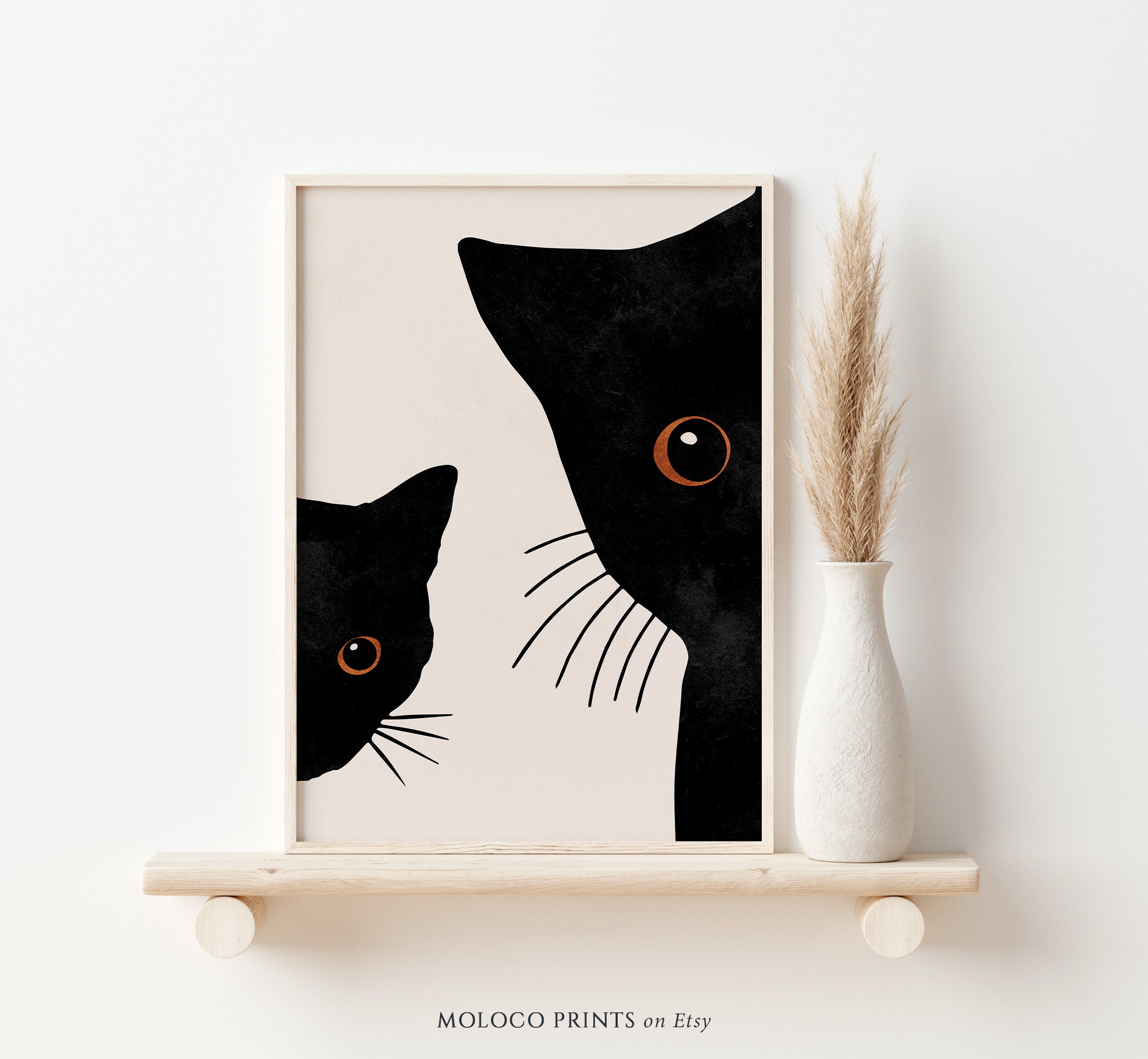 Art & Collectibles Prints Digital Prints Abstract cat wall print ...