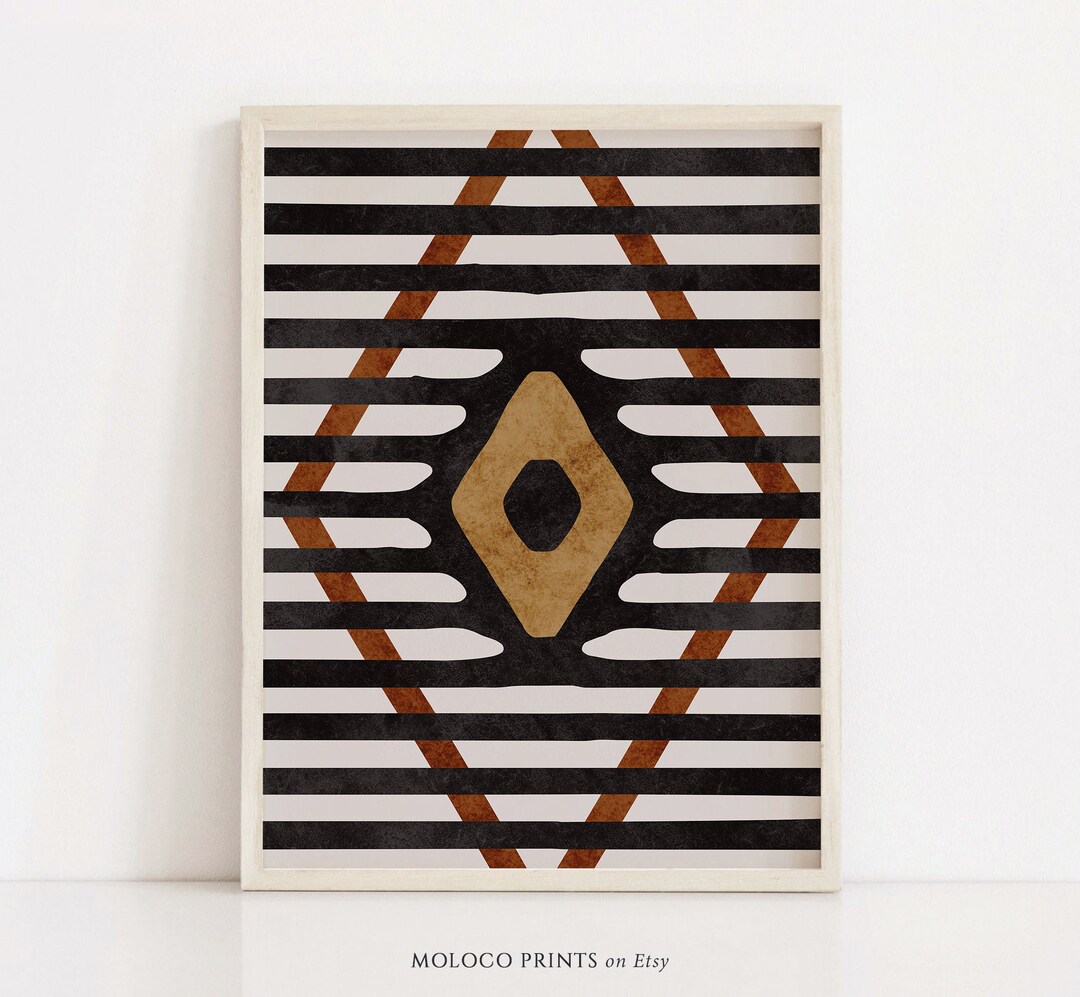 Aztec Boho Diamond Print Abstract Printable Wall Art Neutral Home Decor ...