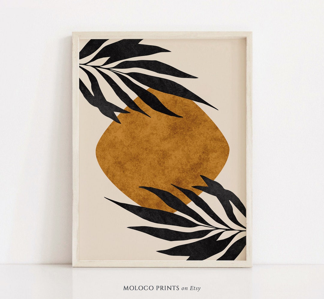 Abstract Leaf Boho Art Print, Printable Wall Art, Neutral Boho Decor ...
