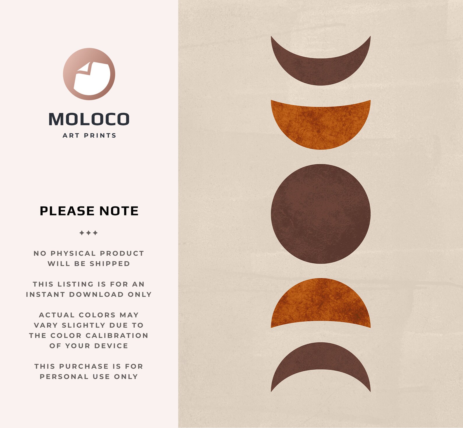 Abstract Boho Moon Phases Geometric Printable Wall Art - Etsy