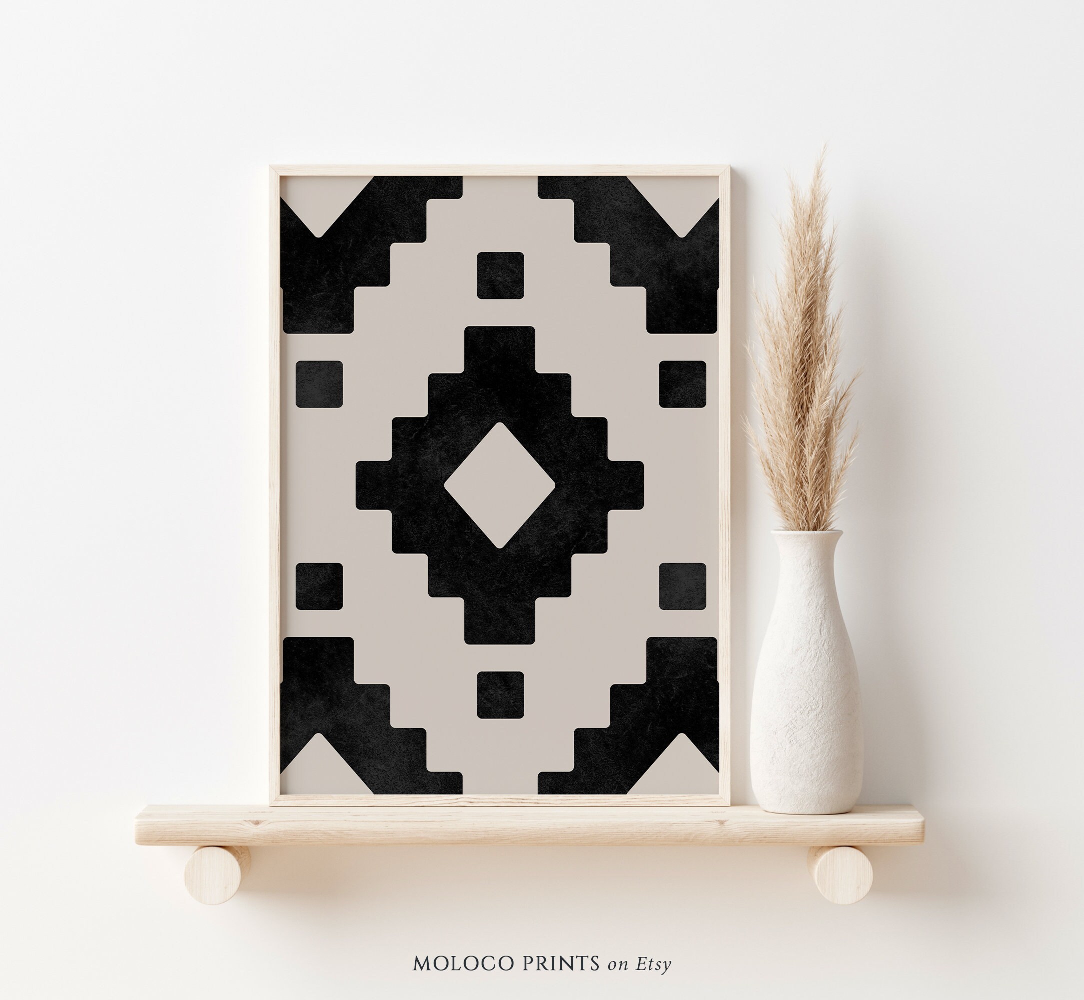 Boho Aztec Print Abstract Printable Wall Art Digital Neutral | Etsy