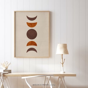 Abstract Boho Moon Phases, Geometric Printable Wall Art, Neutral Home ...