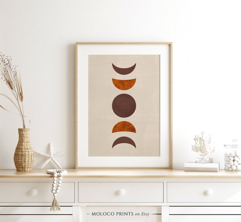 Abstract Boho Moon Phases Geometric Printable Wall Art - Etsy
