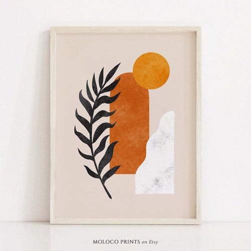 Abstract Boho Leaf Art Print Printable Wall Art Neutral Boho - Etsy