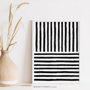 Black and White Stripes Geometric Printable Digital Download Neutral ...