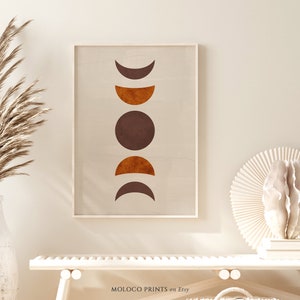 Abstract Boho Moon Phases, Geometric Printable Wall Art, Neutral Home ...