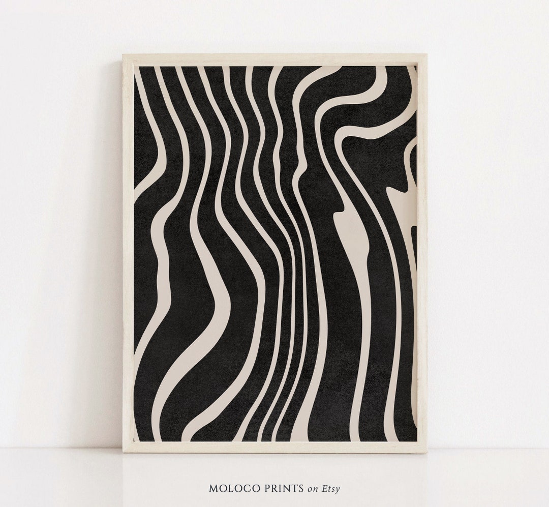 Black and White Stripes Geometric Printable Wall Art Digital Poster ...