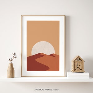 Abstract Desert Print, Neutral Wall Sun Art, Warm Color, Mid Century ...