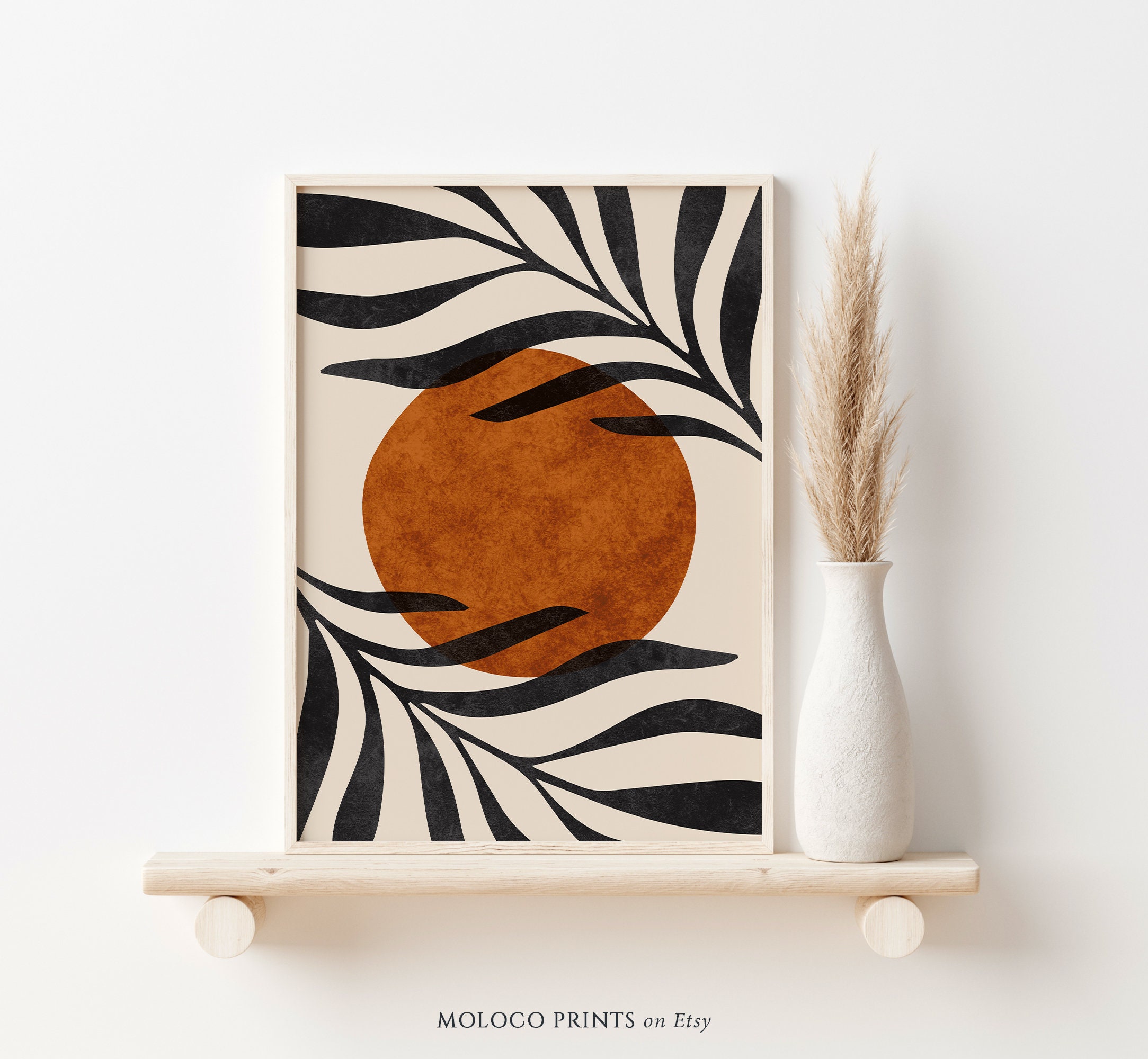 Abstract Boho Leaf Art Print Printable Wall Art Neutral Boho - Etsy UK