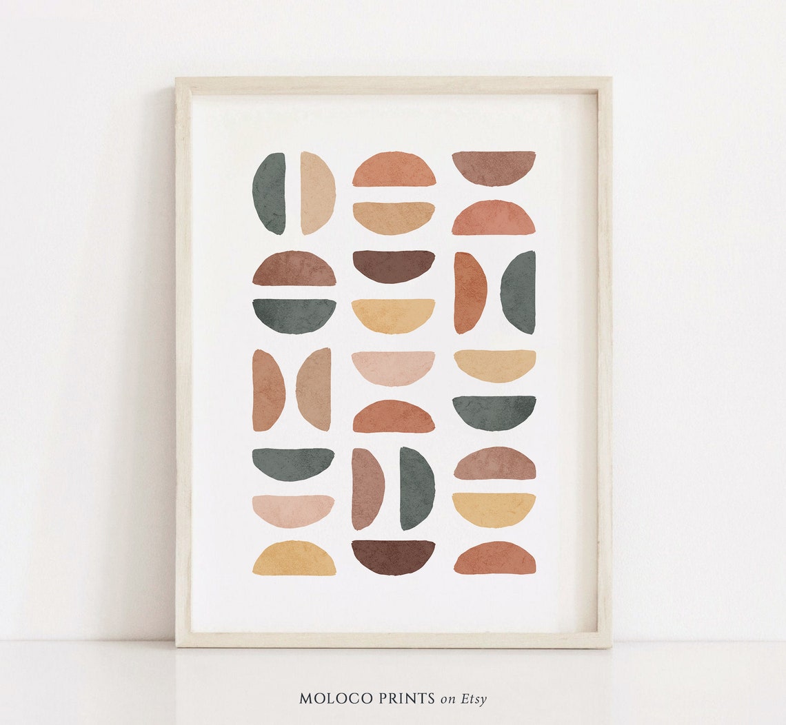 Abstract Boho Shapes Geometric Printable Wall Art Neutral | Etsy
