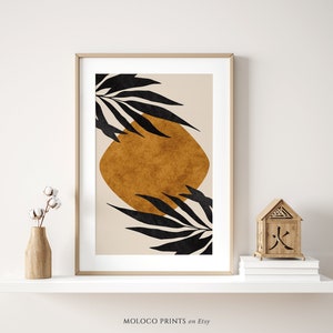 Abstract Leaf Boho Art Print, Printable Wall Art, Neutral Boho Decor ...
