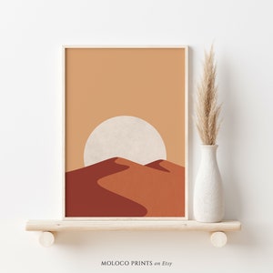 Abstract Desert Print, Neutral Wall Sun Art, Warm Color, Mid Century ...