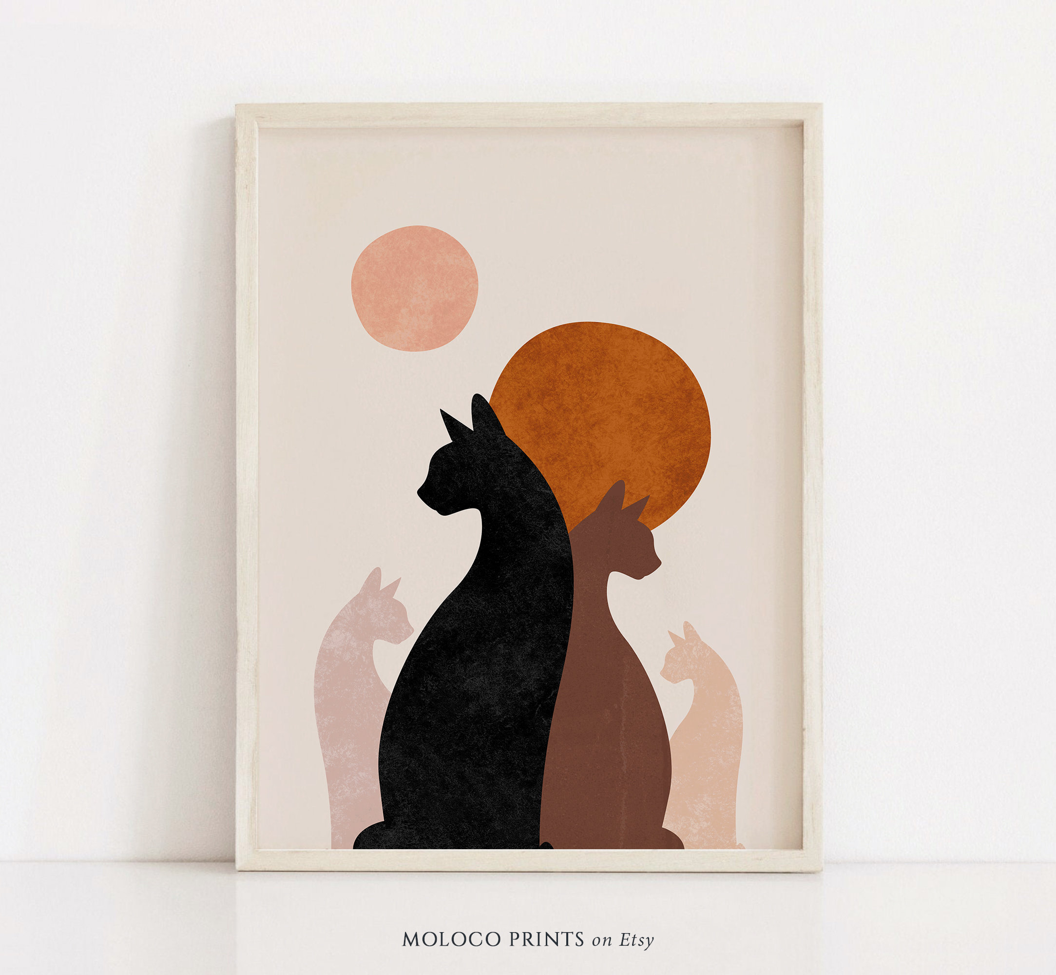 Art & Collectibles Prints Digital Prints Abstract cat wall print ...