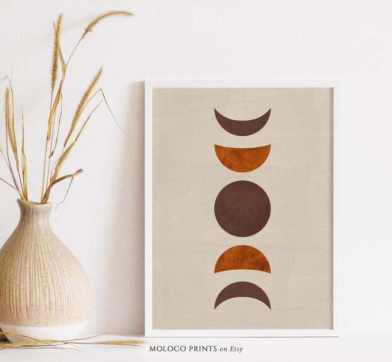 Abstract Boho Moon Phases Geometric Printable Wall Art - Etsy