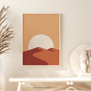 Abstract Desert Print, Neutral Wall Sun Art, Warm Color, Mid Century ...