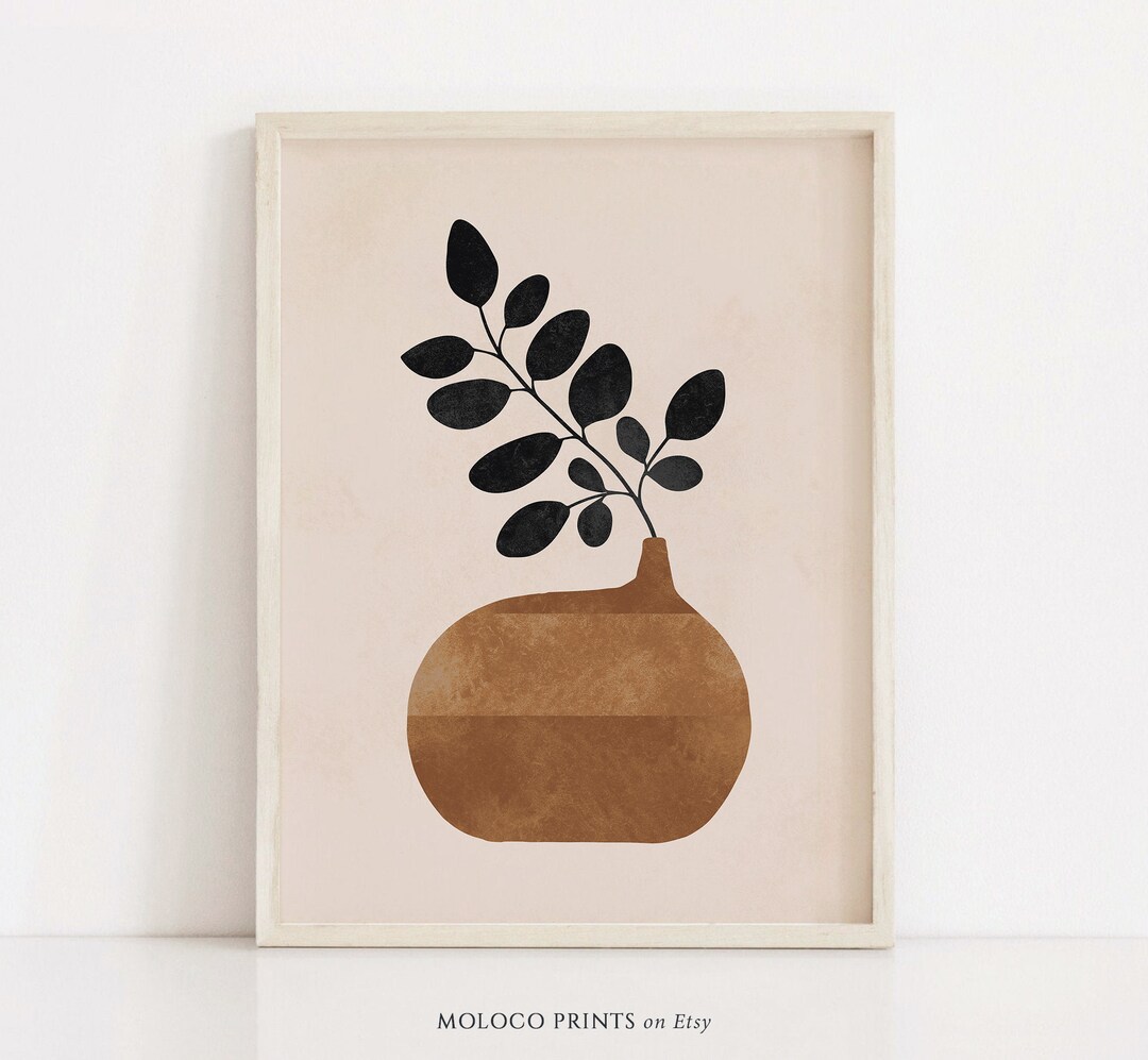 Abstract Boho Pot Plant, Printable Wall Art, Instant Digital Download ...