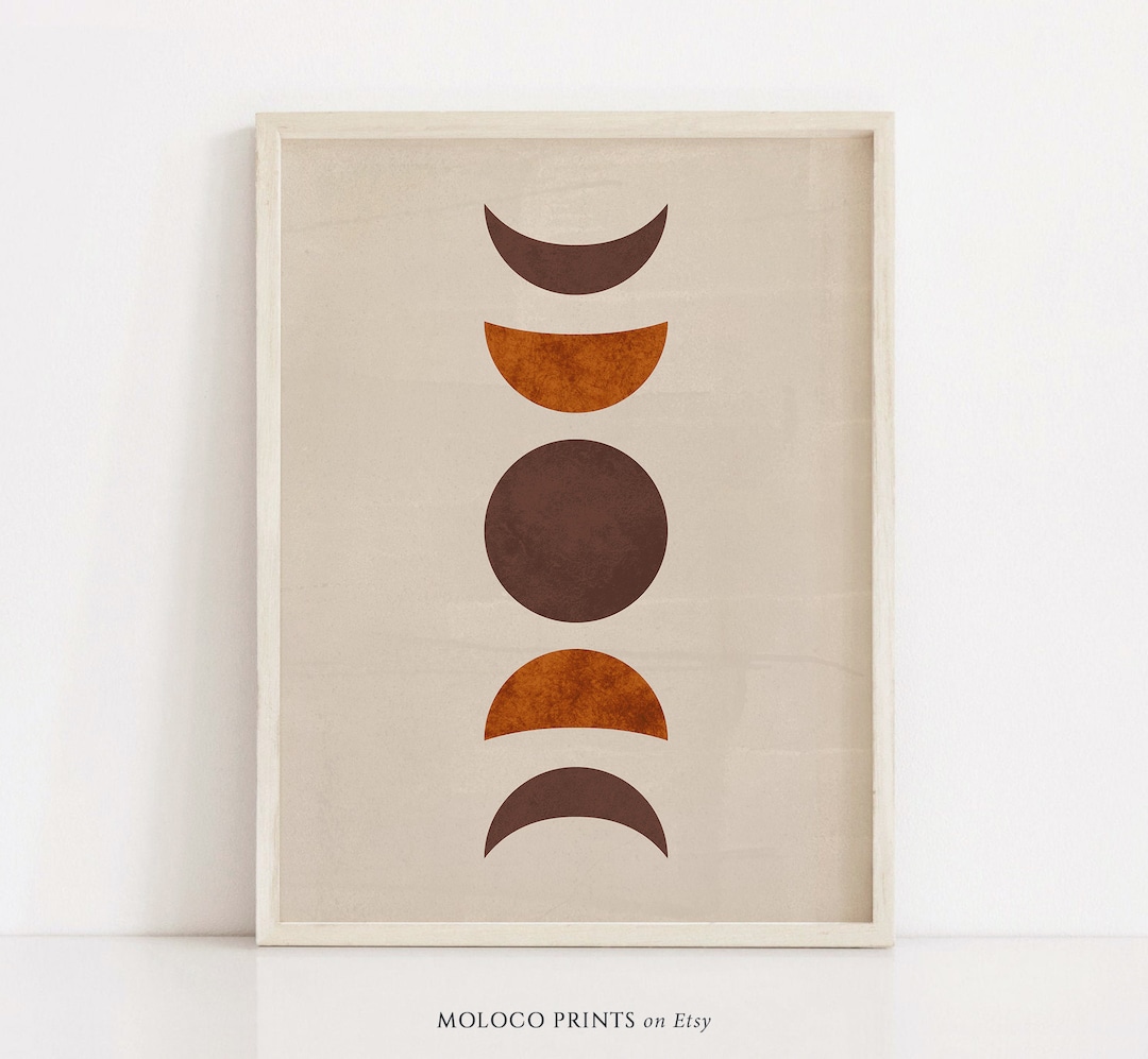 Abstract Boho Moon Phases, Geometric Printable Wall Art, Neutral Home ...
